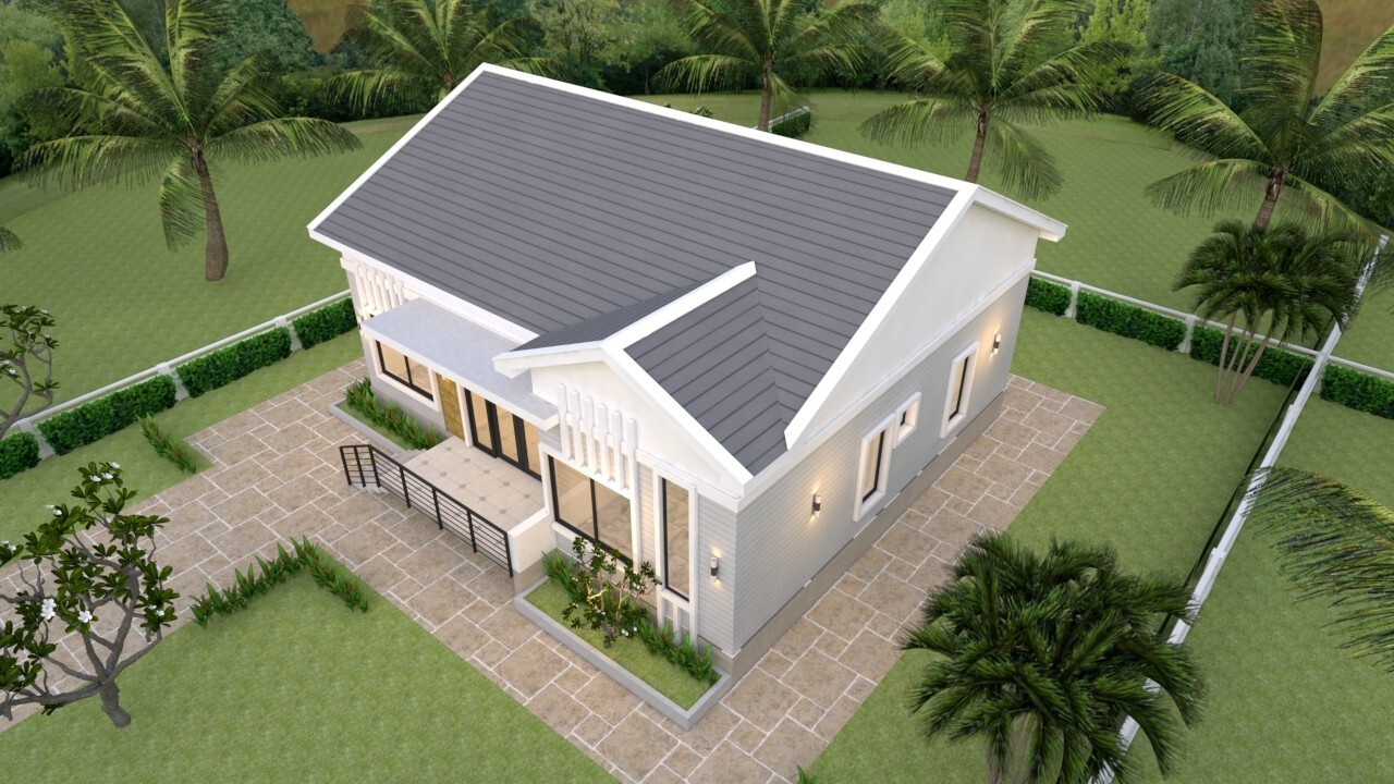 40x40 Feet House Plans 12x12 Meter 4 Bedrooms 2 Baths Gable Roof (A4 ...