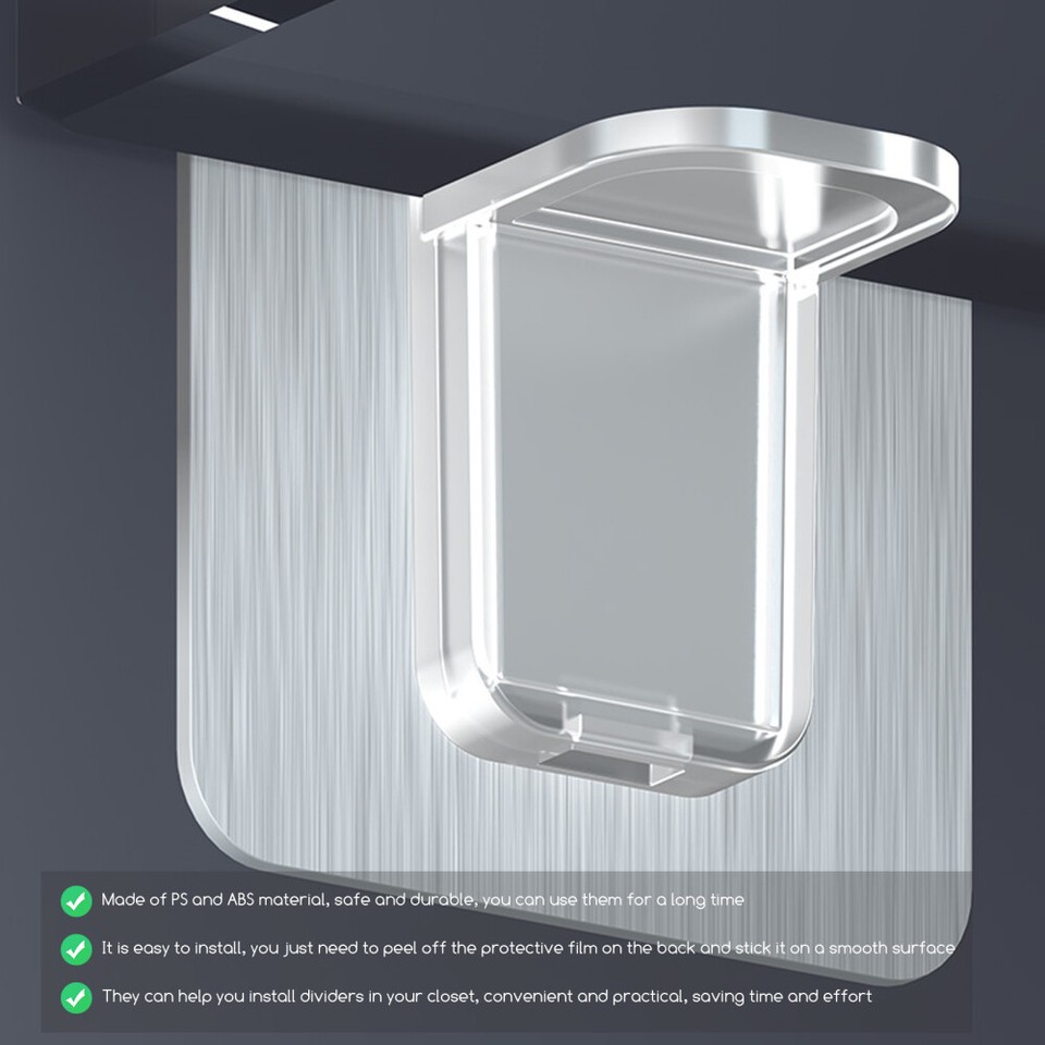 20Pcs Adhesive Support Shelf Bracket Wardrobe Partition Layer Fixed ...