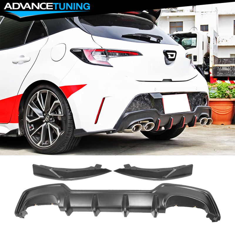 Fits 19-22 Toyota Corolla Hatchback Unpainted Rear Bumper Diffuser+Rear ...