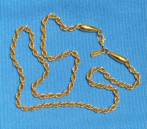 Monet Vtg GoldTone Twisted Rope Chain Necklace Patented Marking 1970s ...