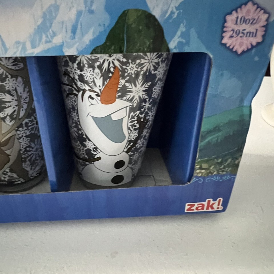 Zak Designs Frozen Glass Cup Set Of 4 New Olaf Elsa Anna Sven | eBay