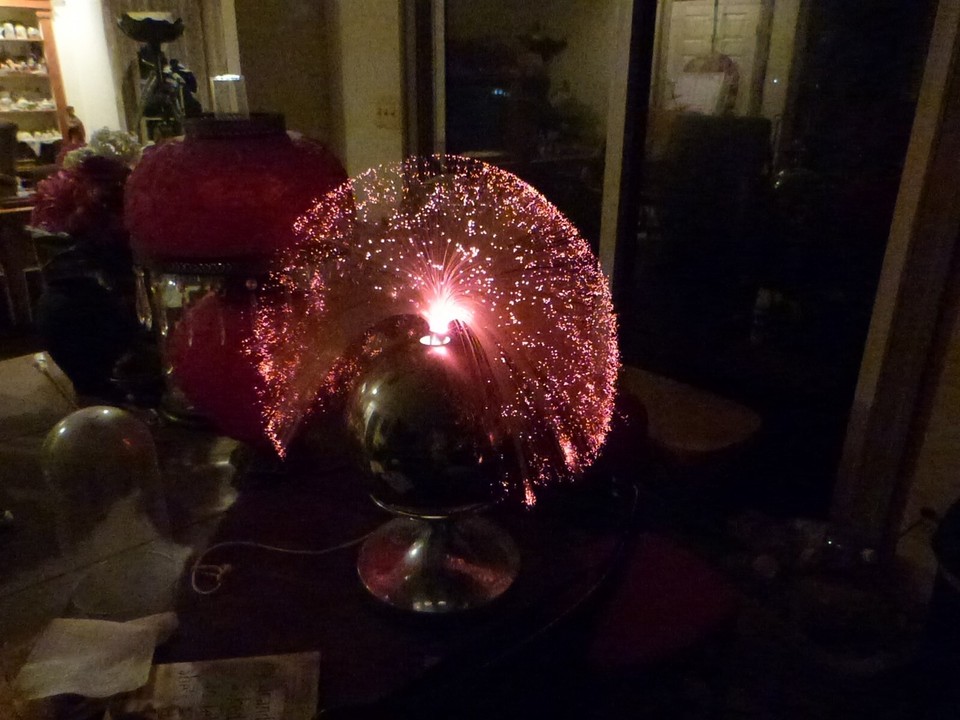 VINTAGE Chrome Sunburst 4000 FiberOptic Rotating Lamp Changing Colors ...