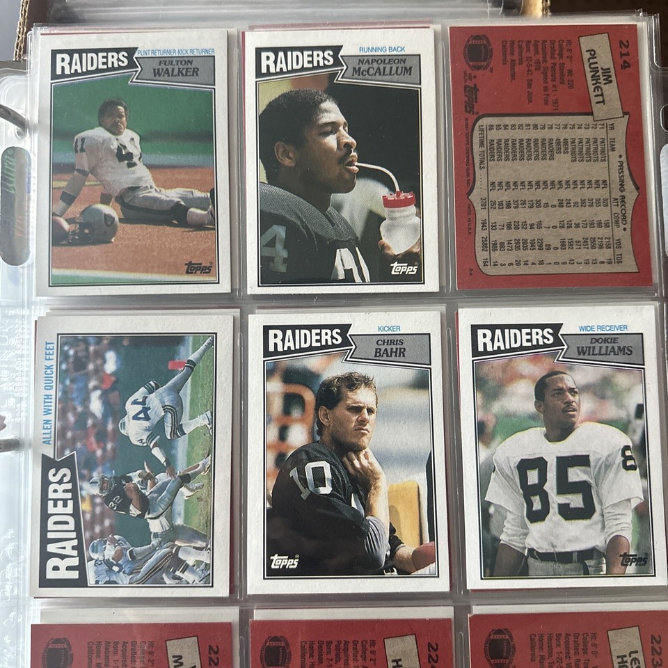 1987 TOPPS FOOTBALL LA/Oakland/VEGAS RAIDERS 14 Card TEAM Page Long ...