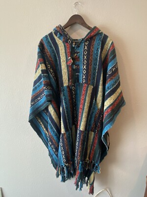 Cozy Handmade Poncho For Autumn Weather! Fun Unique Style Cotton Nepal ...