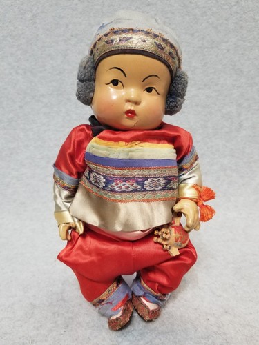10-1/2" vintage Oriental Chinese Ming Ming composition baby doll 1930s ...