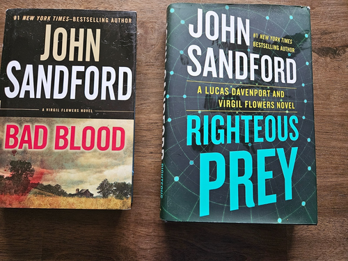 2 Book Lot John Sandford Bad Blood Righteous Prey HC Virgil Flowers ...