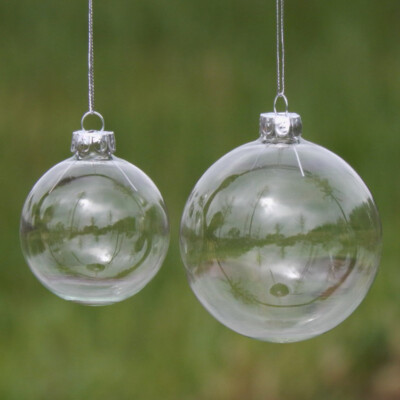 5-50PCS Clear Glass Baubles Sphere Ball Fillable Christmas Tree Hanging ...