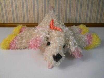 Fancy Nancy Frenchy poodle puppy dog Pink white plush collar 4 slippers ...