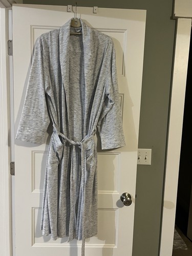 Daniel Buchler Women’s Cotton Blend Robe Marled Blue Pockets M-L Medium ...