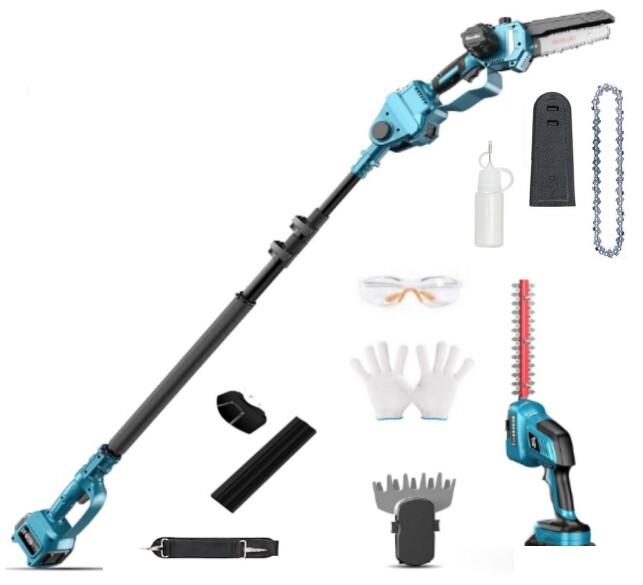 6 in 1 Cordless Pole Saw 16ft Reach Hedge Trimmer Grass Shears Combo ...