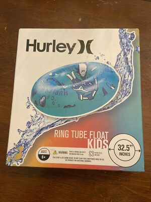 Hurley Kids Surf Graphics Inflatable Ring Tube Pool Float 32.5” White ...