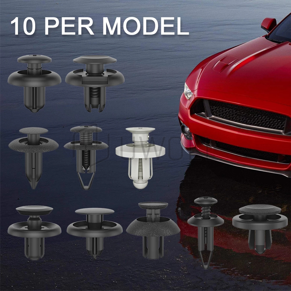100Pcs Car Retainer Auto Fasteners Push Trim Plastic Clips Pin Rivet ...