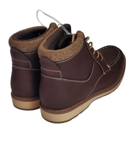 Flex Step Boots Mens 13M Brown Larry Lace Up Ankle Faux Leather Comfort ...