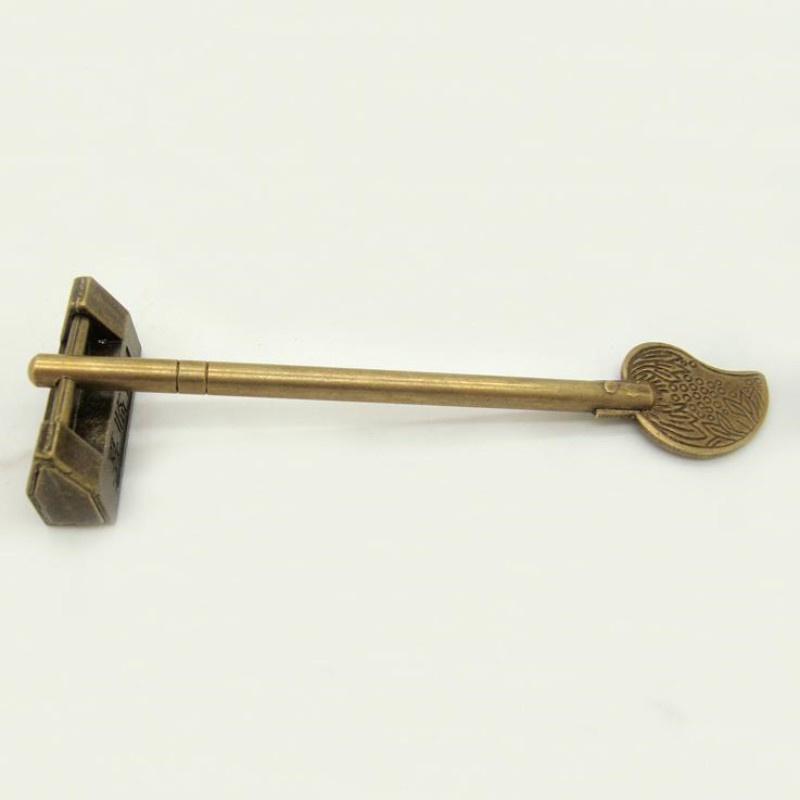 140mm Household Chinese Leaf Style Cabinet Key Latch Locking Pin Bronze ...