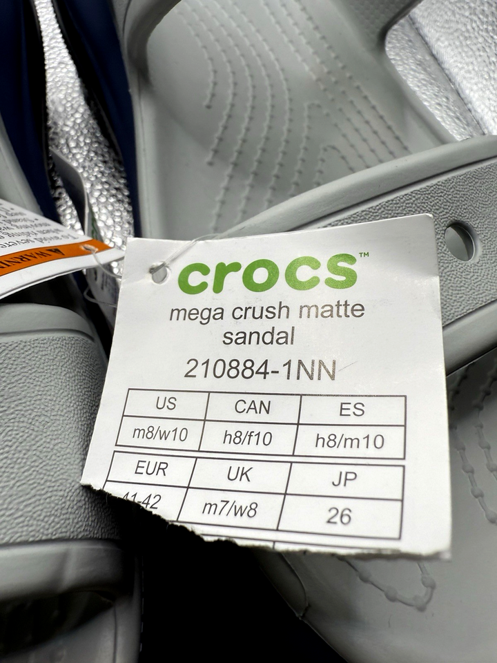 Crocs Mega Crush Matte Gray/Blue Sandal 210884-1NN SIZE M8/W10 NWT ...