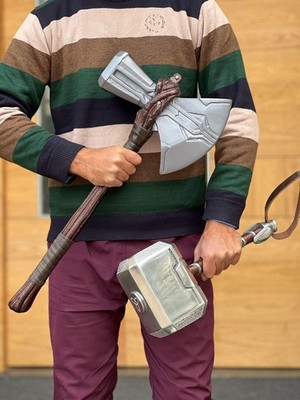 Handmade Thor Stormbreaker Axe & Mjolnir Hammer Replica Marvel Avengers ...
