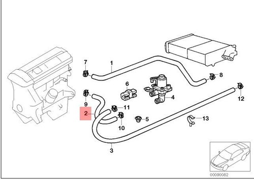 Genuine BMW HOSE For Heater Control Valve AND ENGINE RETURN OEM ...