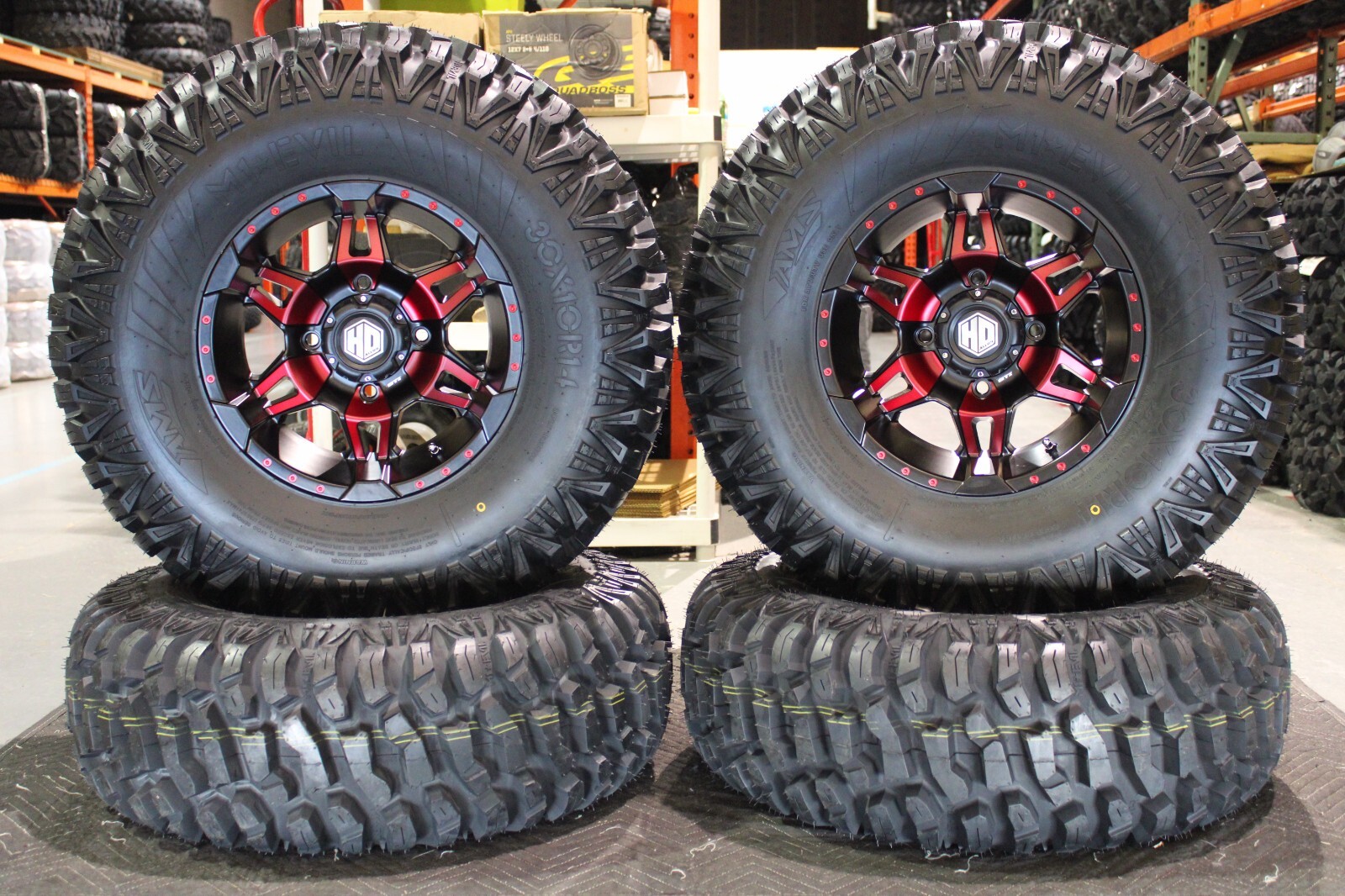 OUTLANDER 1000 X mr 30" STREET LEGAL (DOT) 14" HD7 RED ATV TIRE & WHEEL ...