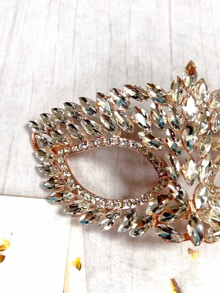 Gold masquerade mask, Clear Crystal Mask, Masquerade ball mask, Party ...