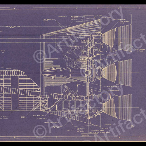 Master Replicas NASA Saturn V Rocket 1:72 Scale Blueprint Apollo Art ...