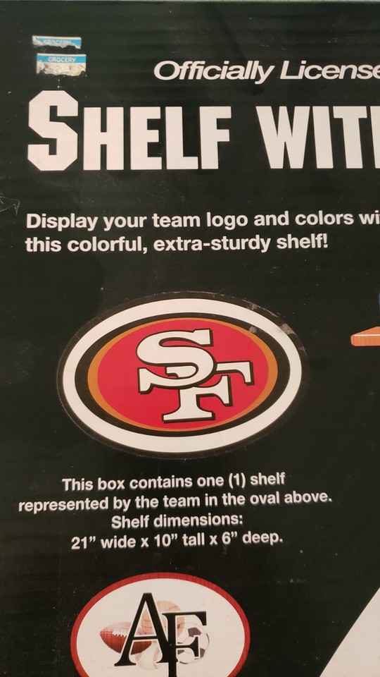 San Francisco 49ers NFL wall shelf w/ pegs bobble heads, hats, or ...