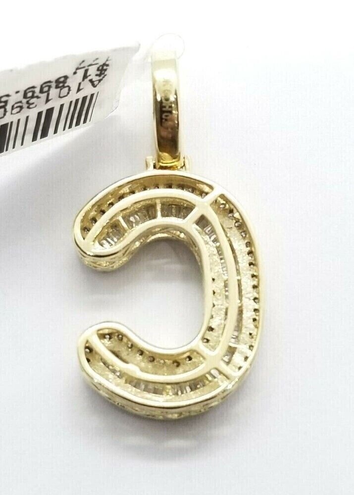 2Ct Lab Created Diamond Initial Alphabet Letter C Pendant 14K Yellow ...