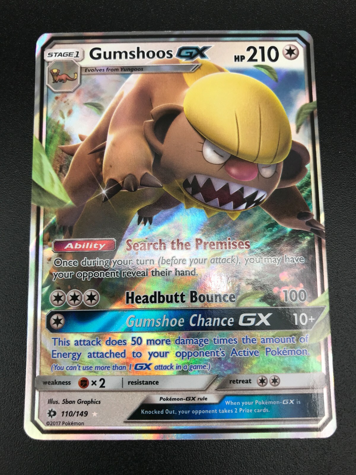 Gumshoos GX ULTRA RARE 110/149 Pokemon TCG Sun and Moon Base Set NM ...