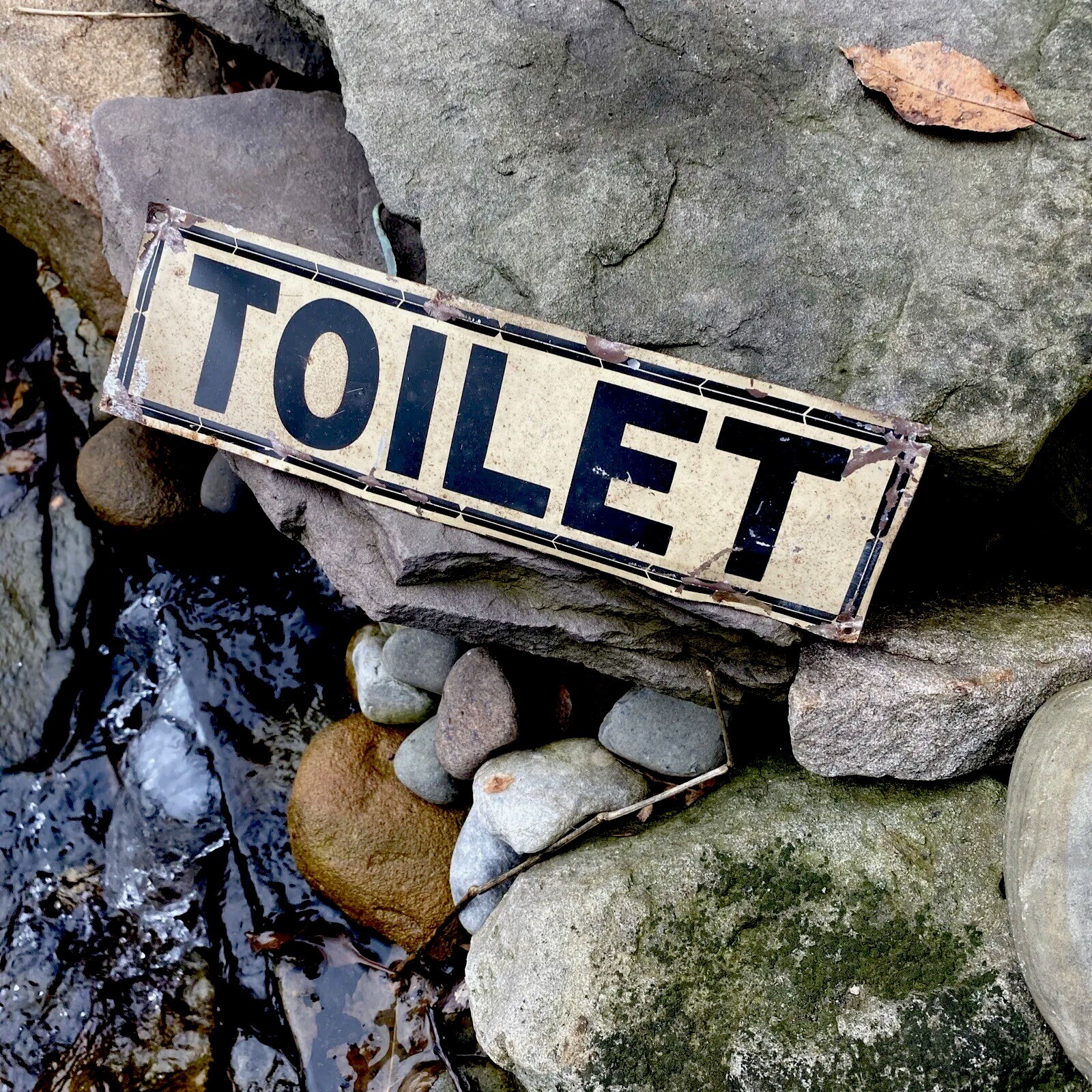 RARE Vtg Tin Sign TOILET Early Factory Restroom Men’s Woman’s Gas ...