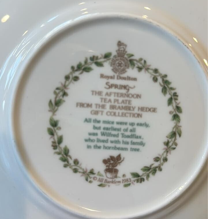 Royal Doulton Brambly Hedge "Spring" 6 1/4" Plate England Jill Barklem ...