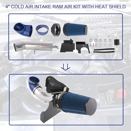 4 inch Cold Air Intake Kit with Heat Shield Replacement For Silverado ...