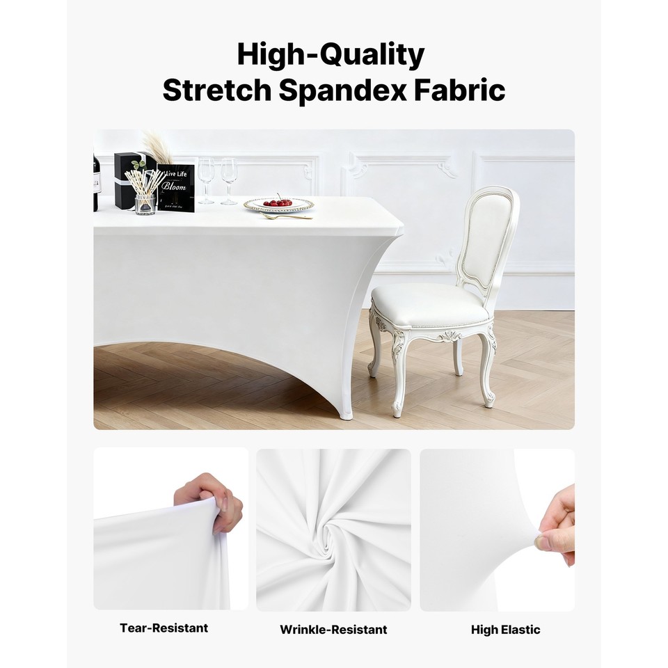 Uimoso 10 Pack Stretch Spandex Table Covers for 6FT Tables - White | eBay