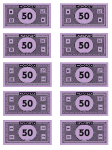 Monopoly Argent 50's 2024 Véritable Officiel Fifty Dollar Notes x10 ...