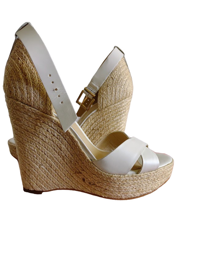 Vince Camuto Maurita Wedge Sandals Ivory Jute Leather… - Gem
