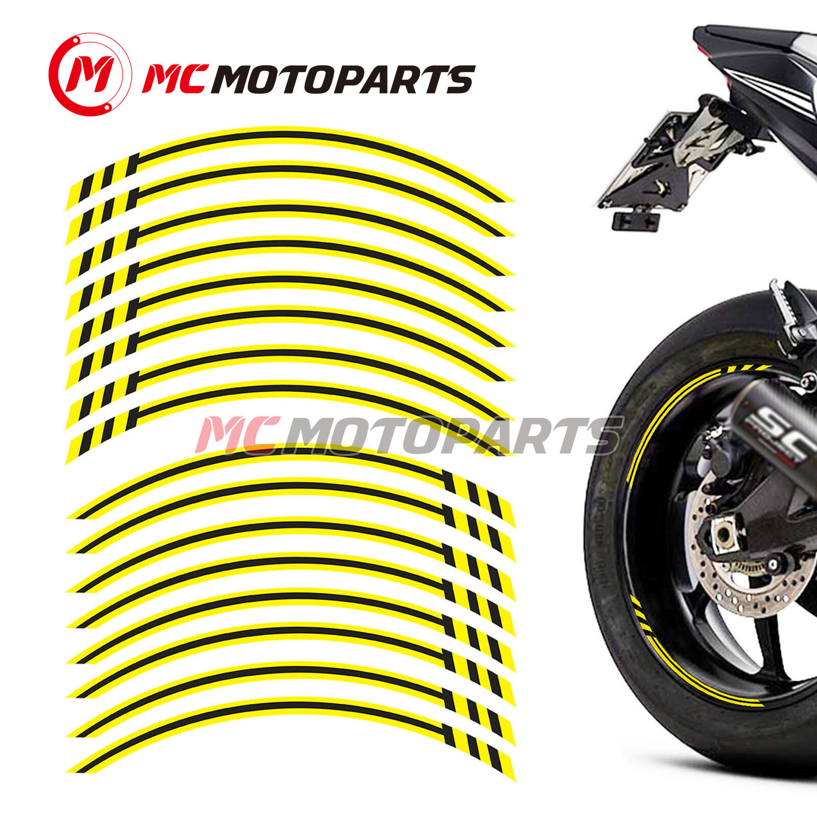 STRIPE02 BLACK Stripe Tape Wheel Sticker 17" For Yamaha FZ1 FAZER FZ6 N ...