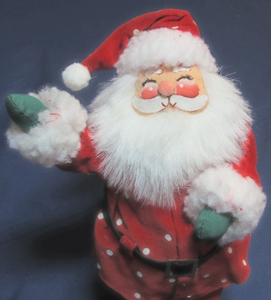 Felt Cloth Santa Claus Doll – 11” Standing – Dressed in Red w/ White ...