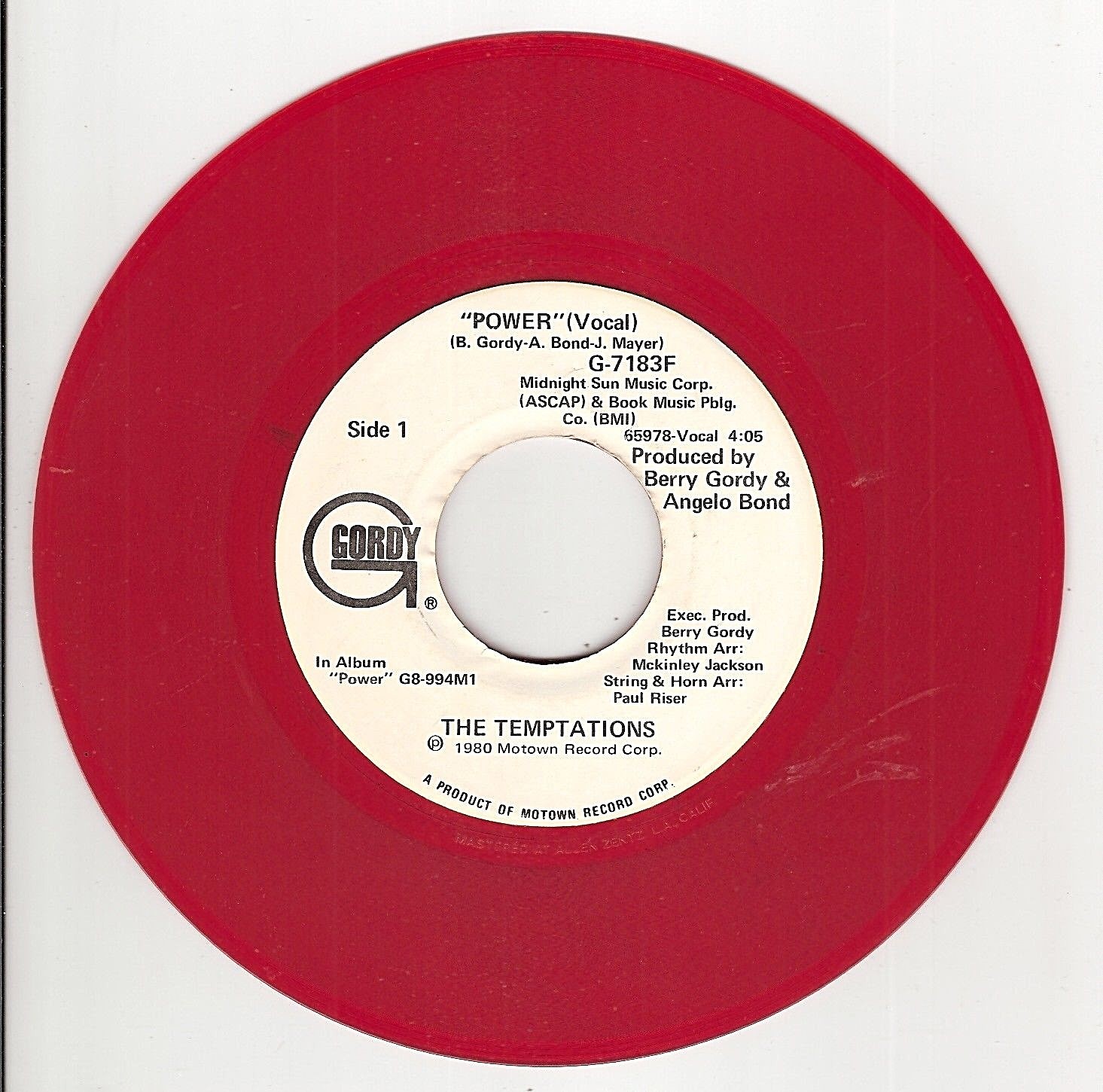 45RPM, TEMPTATIONS ' POWER / SAME;;' EXC+ ' DJ ' RED WAX ' RB SOUL ...