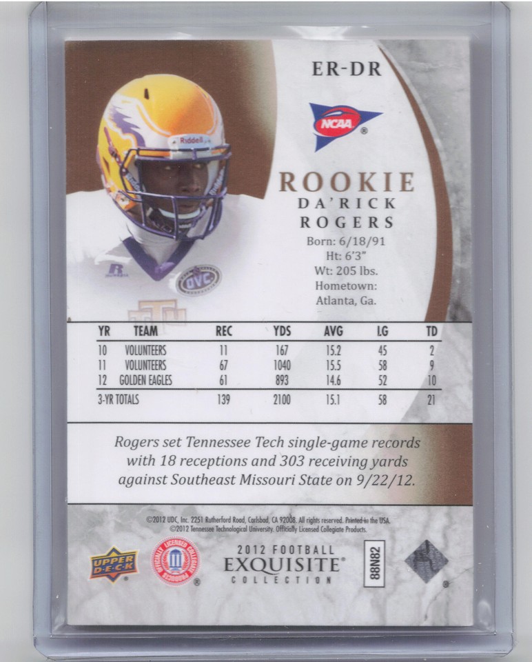 2012 Exquisite #ER-DR Da'Rick Rogers RC #'d /175 | eBay