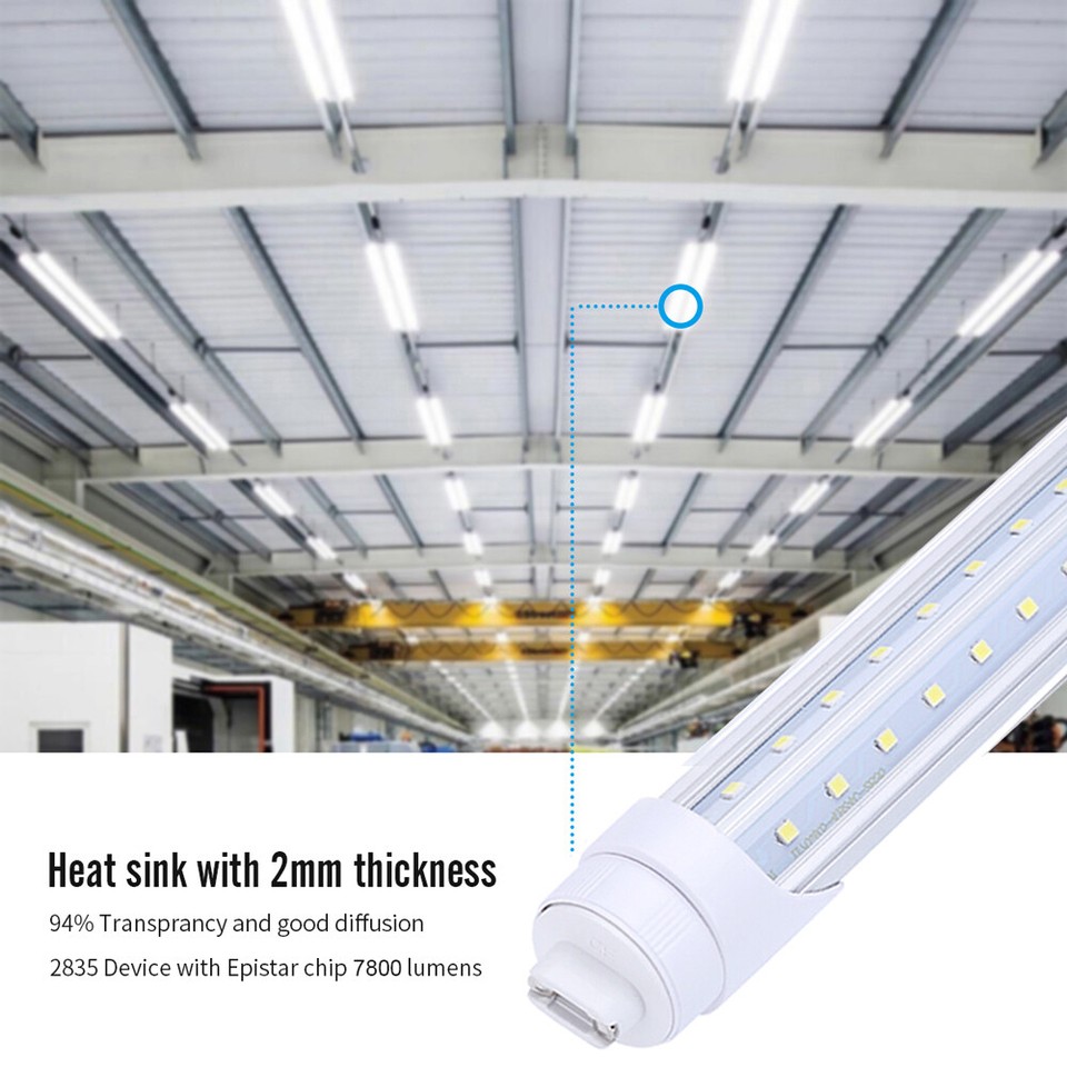 8FT LED Tube Light Bulbs HO Base T8 Rotatable 45W 65W R17D 8 Foot LED ...