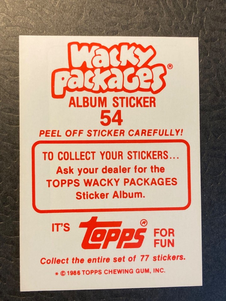Wacky Packages Ghost Soap Vtg Topps 1986 Album Sticker Parody Trading ...