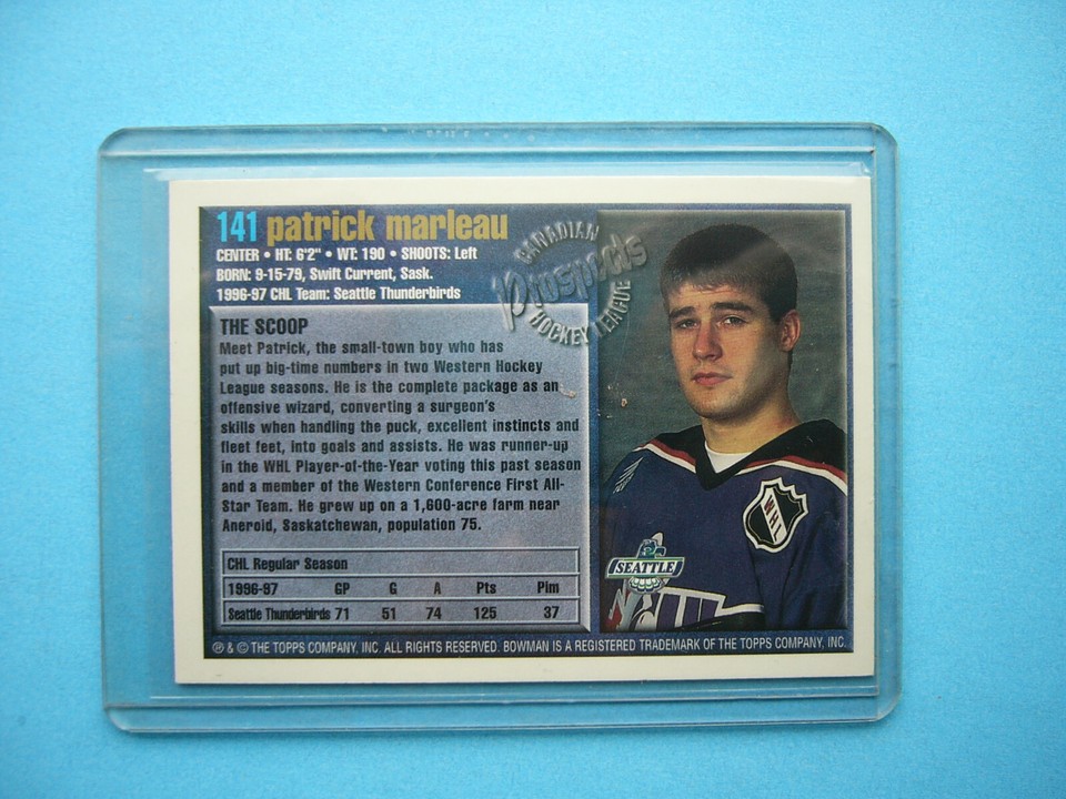 1997/98 TOPPS BOWMAN PROSPECTS CHL CARD #141 PATRICK MARLEAU PRE ROOKIE ...