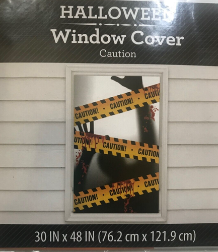 Halloween Caution Tape Window Cover Wall Poster 30x48 Scene Setter RARE ...