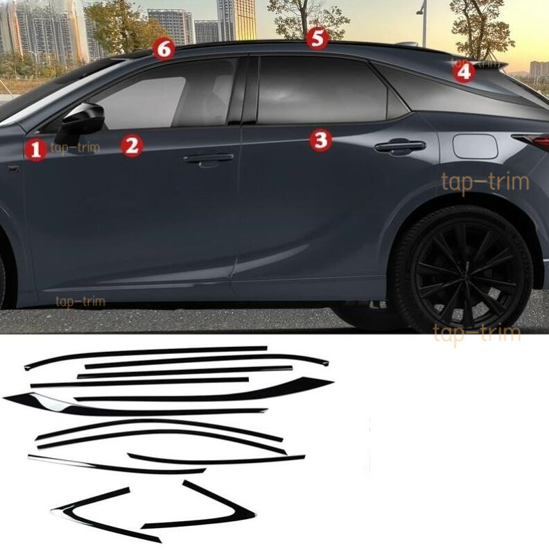 For 22-24 Lexus RX 350H 450h 500H Black Steel Window Molding Trim Cover ...