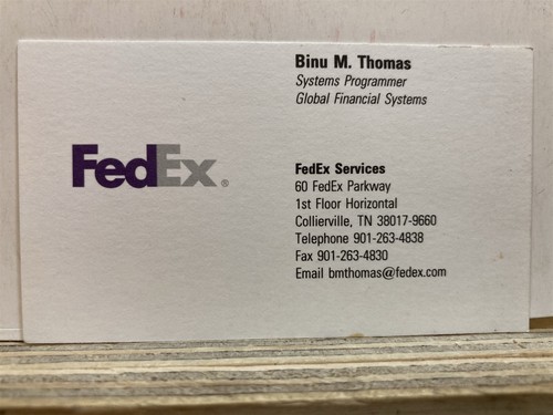 1990's 2000's Business Card Fedex Services System Programmer ...