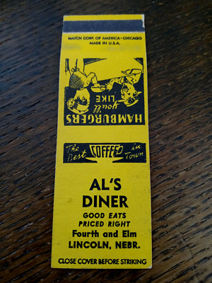 Vintage Matchbook: Al's Diner, Lincoln, NE | eBay