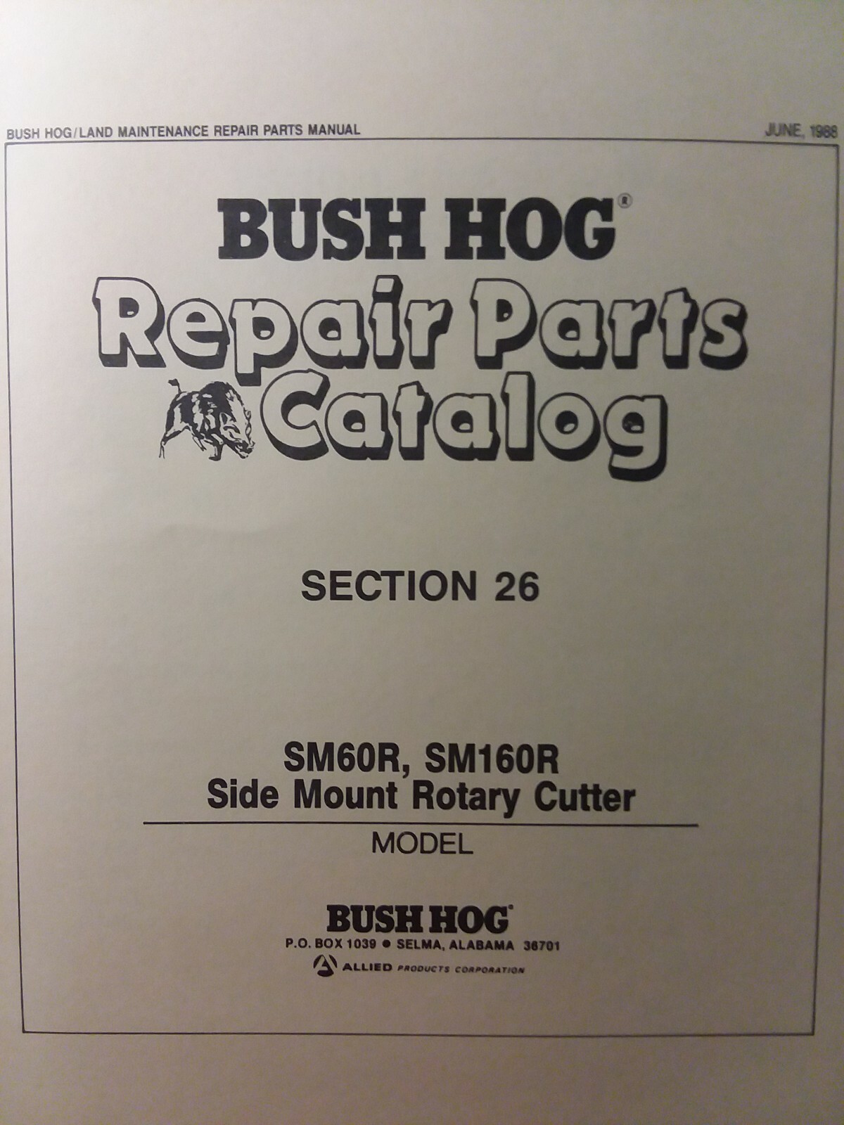 Bush Hog Side Mount Rotary Cutter Parts Catalog Manual Field Brush ...