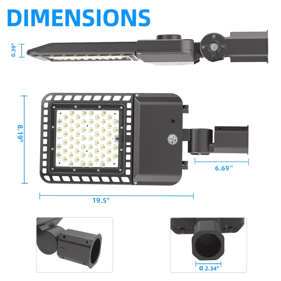 200W LED Commercial Light Outdoor Street Parking Lot Pole Lighting 100 ...