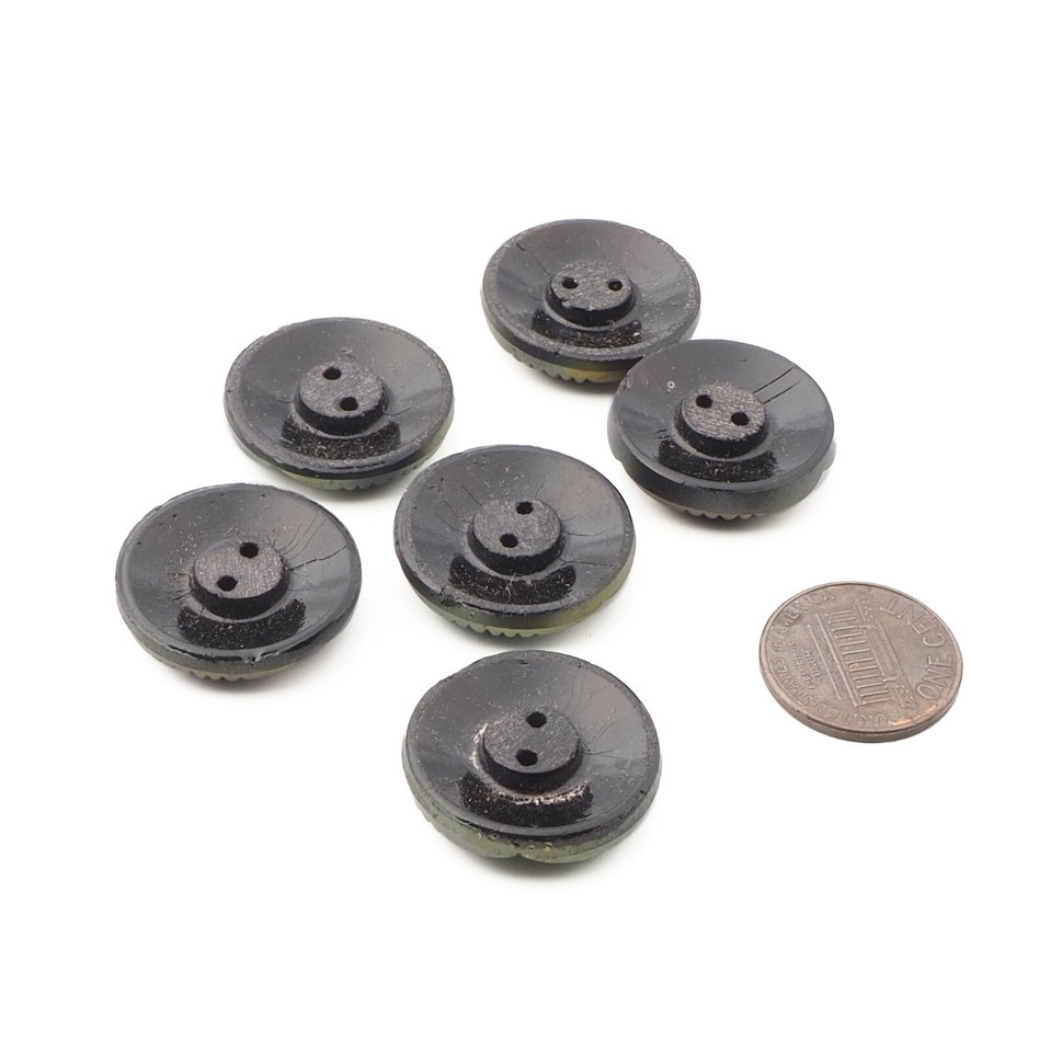 Lot (6) Vintage Czech copper lustre trefoil black glass buttons 23mm | eBay