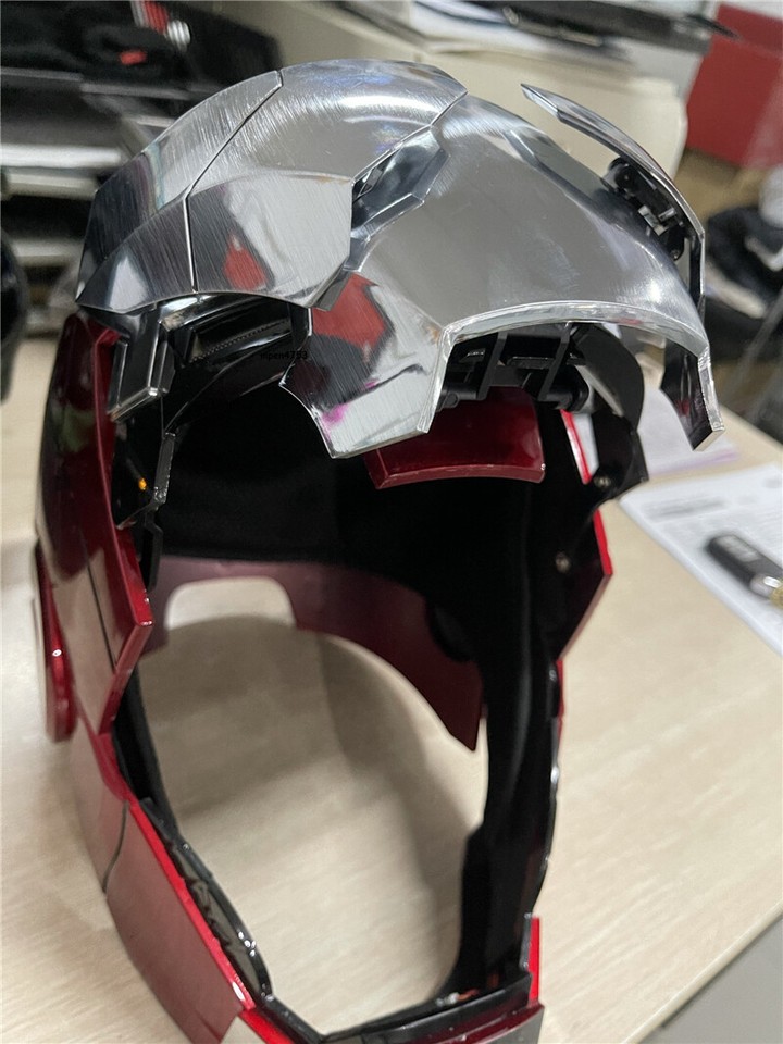 AUTOKING Iron Man MK5 Helmet Voice Control ABS Cosplay Silver Mask New ...