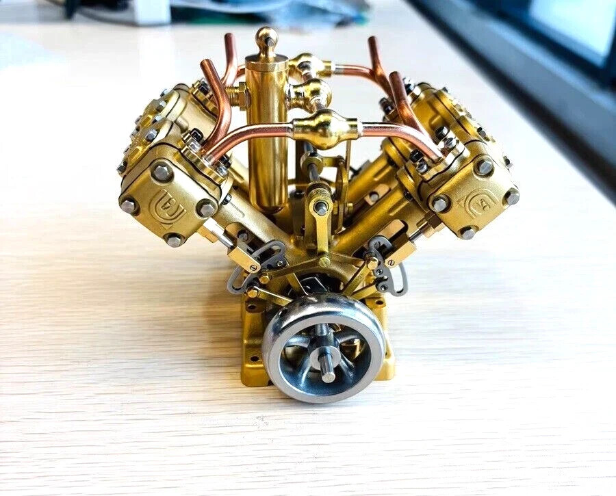 R.W. 4-Cylinder V4 Retro Steam Model Engine for 90cm+ RC Steam Boats ...