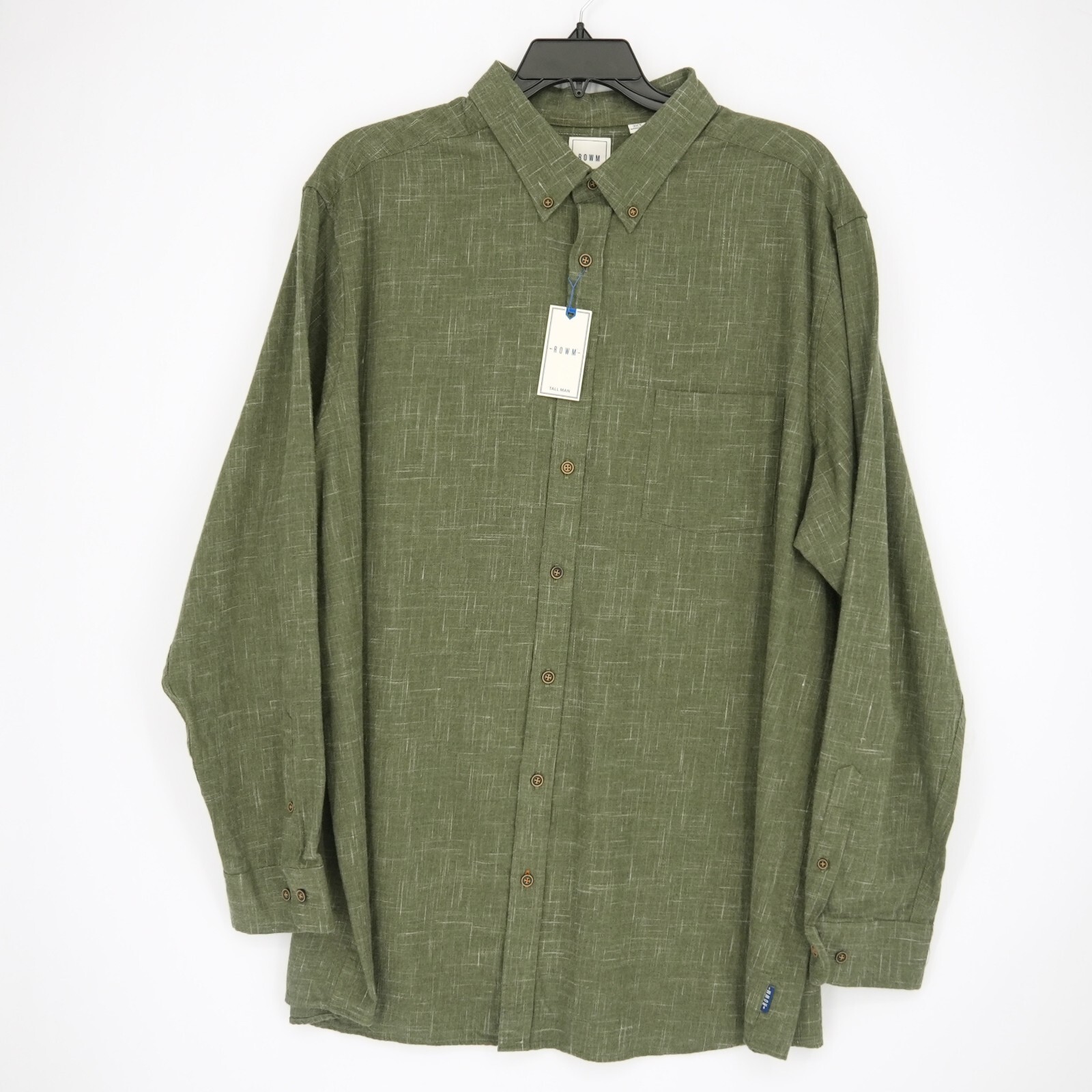 Dillard's Rowm Men's Long-Sleeve Shirt 3XT Tall Man Olive Green 100% ...